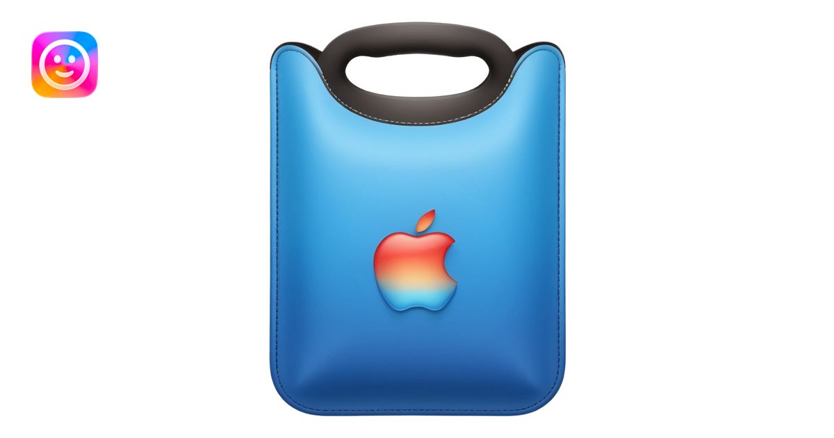blue gradient feed bag emoji, rectangular with rounded edges, top ajar ...