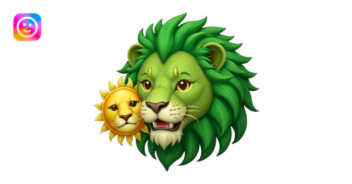 Alchemist style green lion devouring sun emoji | AI Emoji Generator
