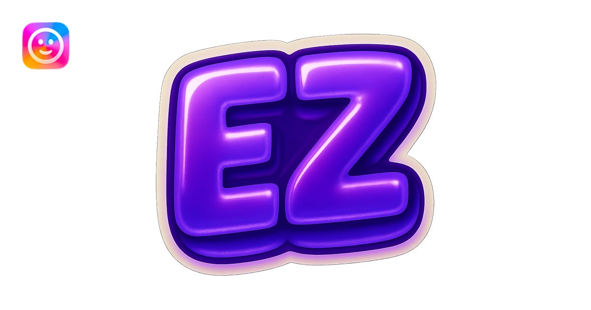 A meme-style emote with the text 'EZ', neon purple theme, compact and ...