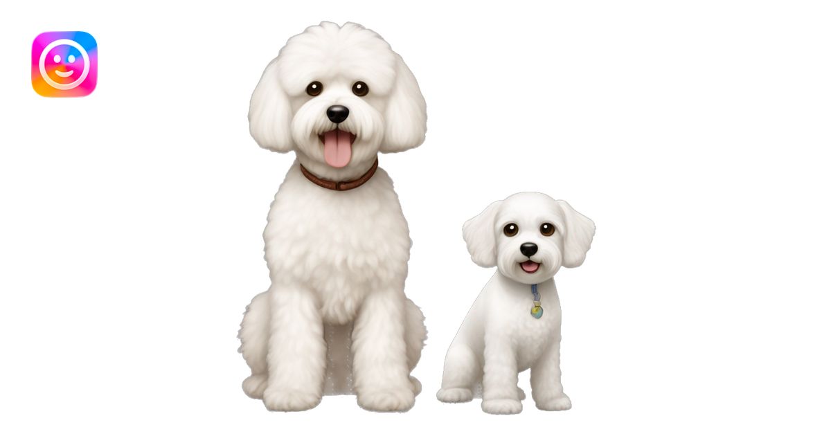 white bichon frise and brown cockapoo emoji | AI Emoji Generator