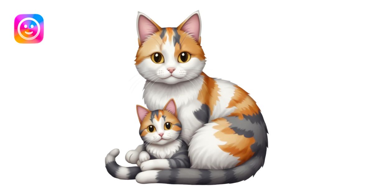 full body colourful light patched calico + white tabby cat cuddling a ...