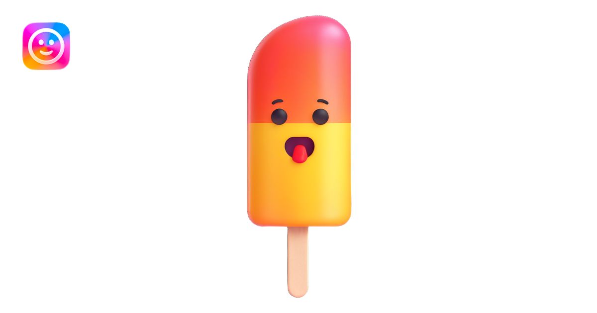 Add sparkling effects around the popsicle, maintaining the 3D iOS emoji ...