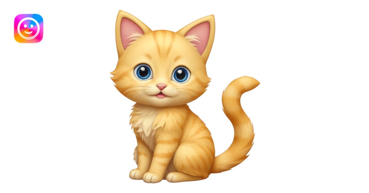 A cute cartoon yellow kitten sitting and wagging its tail and animated ...