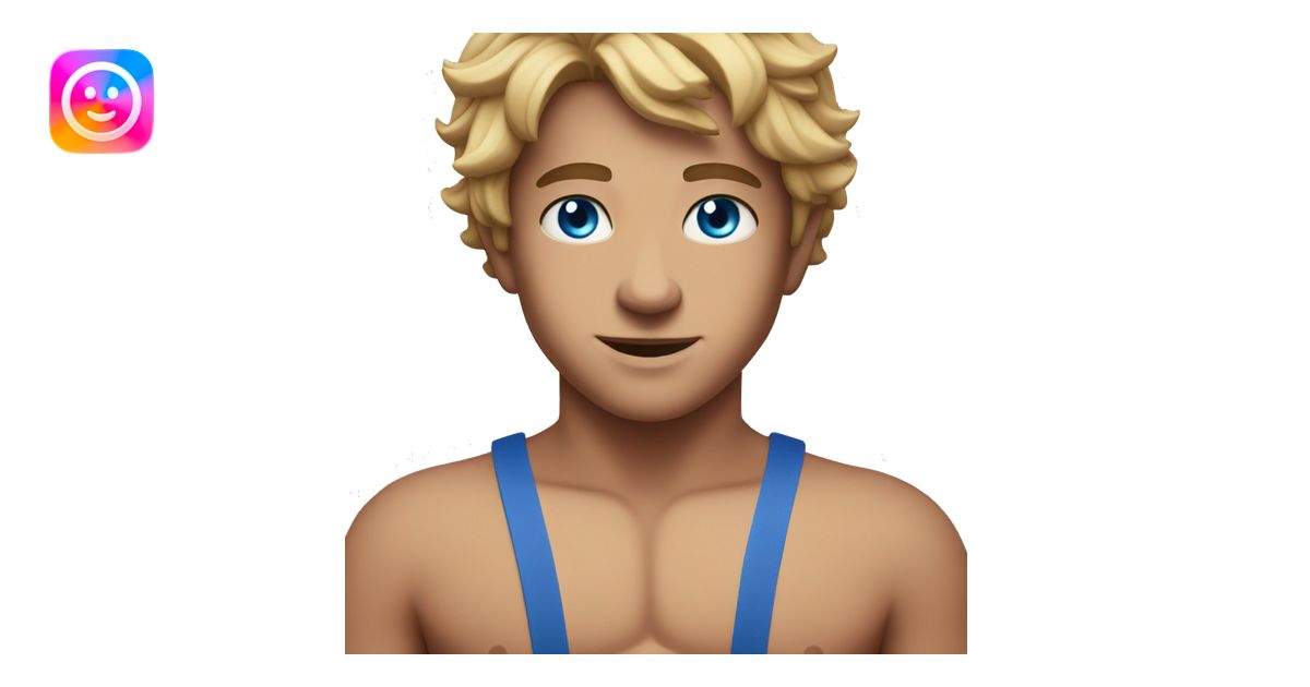 Caleb with blue eyes and a bathing suit emoji | AI Emoji Generator
