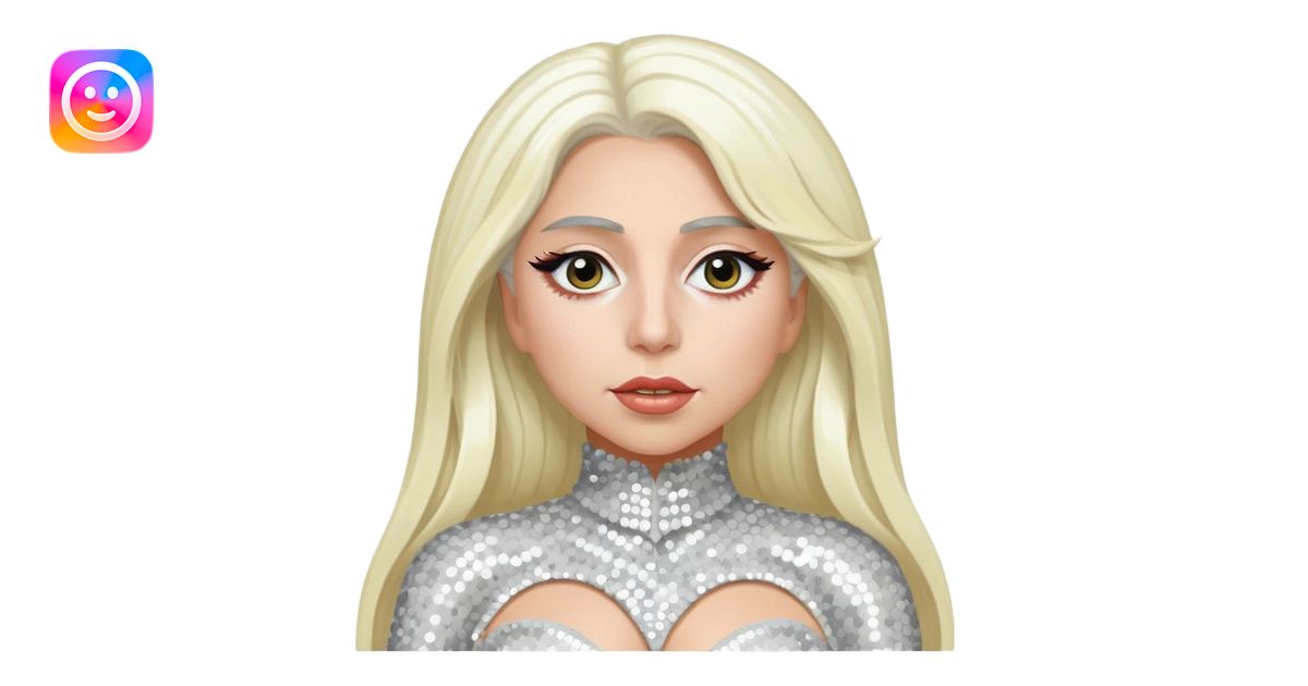 Lady Gaga with long platinum blonde hair, white sequin outfit emoji ...