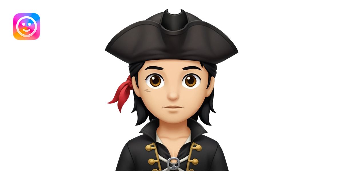 Cute adult pirate in all black clothes and with black hair and with ...