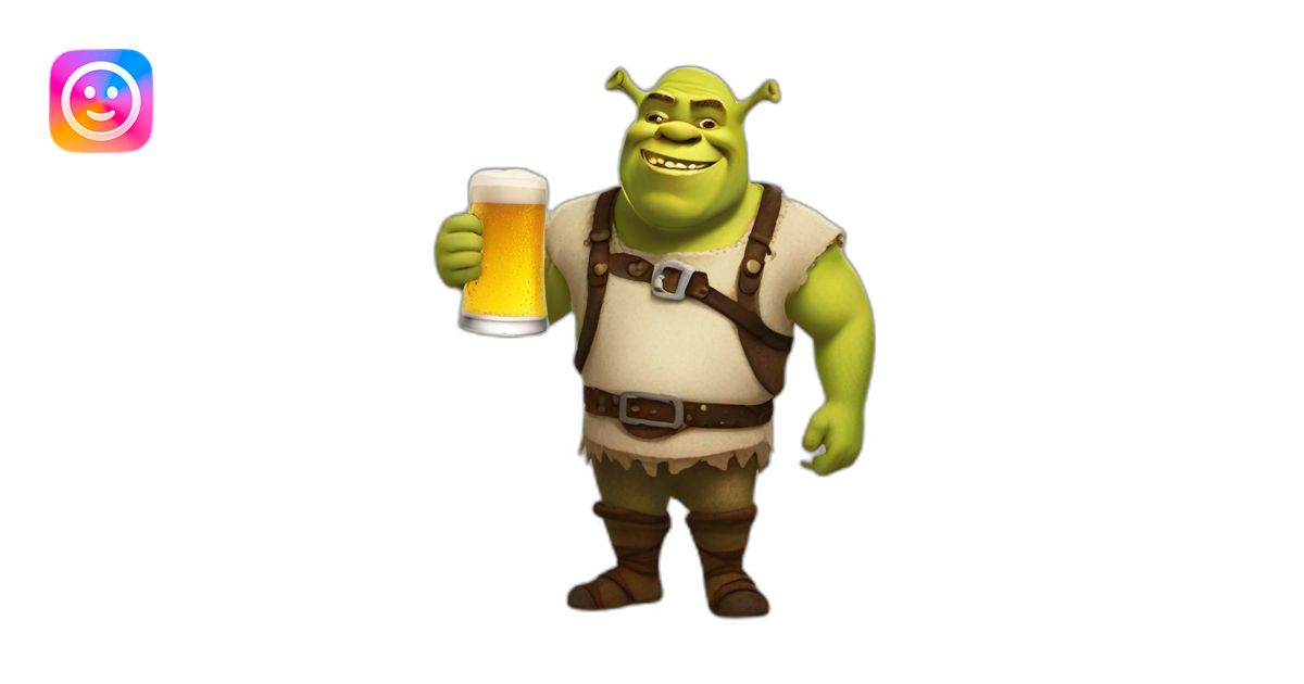 Shrek with beer emoji | AI Emoji Generator