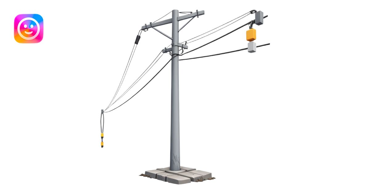 poste eléctrico inclinado con cables caídos emoji | AI Emoji Generator