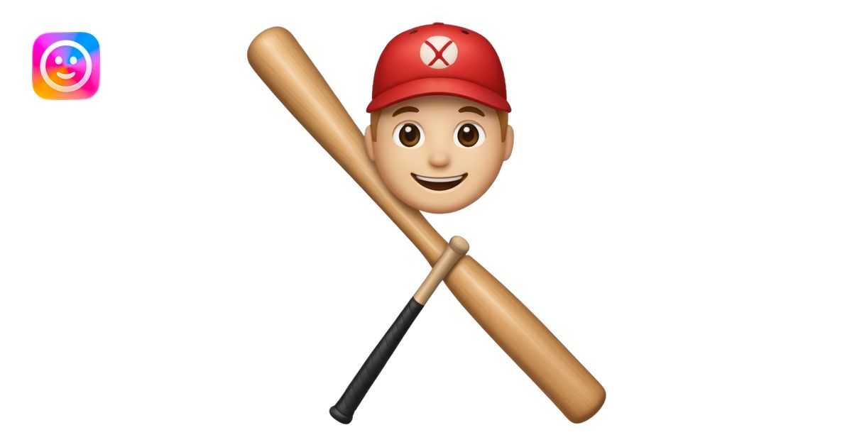 Thick wooden stick with a smiling face holding a baseball bat. emoji ...