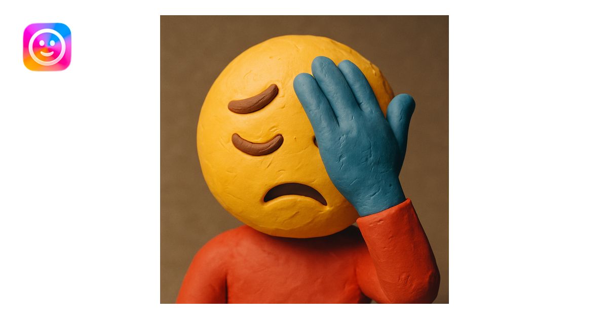 facepalm emoji with dramatic hand slap to forehead, claymation style ...