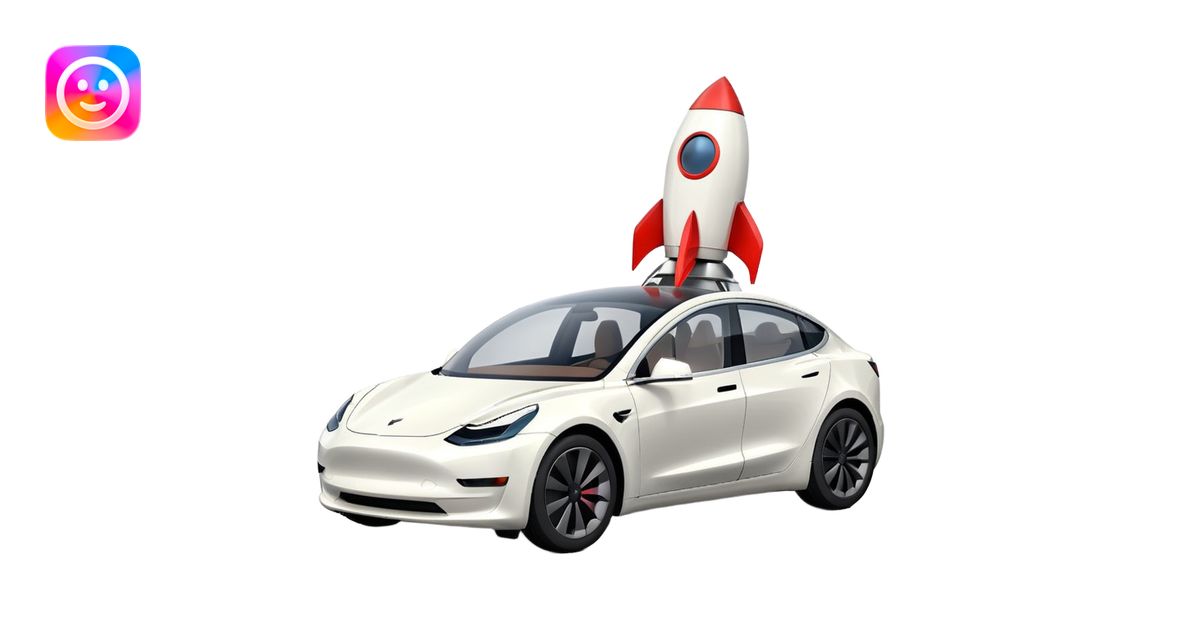 Tesla model 3 white with small rocket mounted flat on roof for extra ...