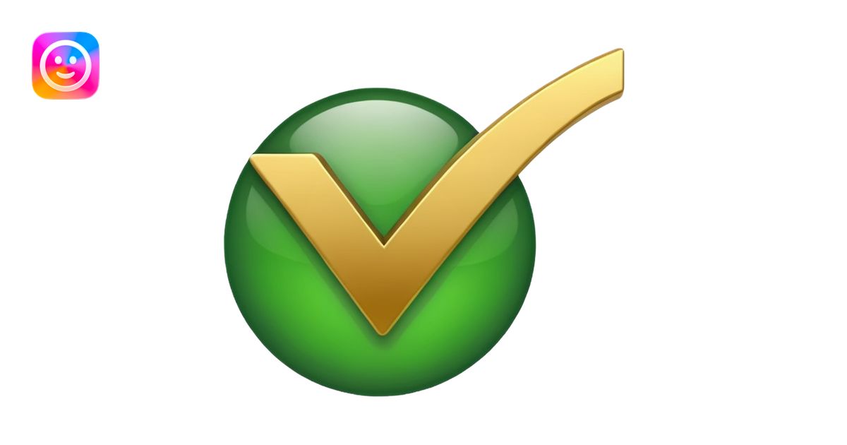 right check mark with golden and green colours emoji | AI Emoji Generator