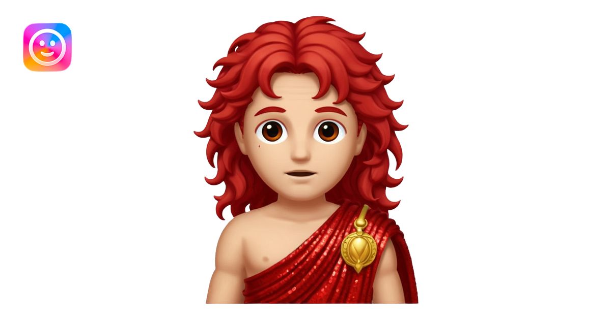 Mars from Roman Deities with long red wavy hair, red sequin toga emoji ...