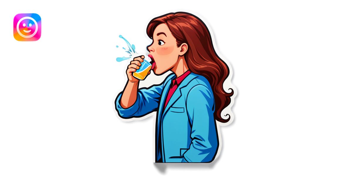 Spitting drink into mouth image | AI Emoji Generator