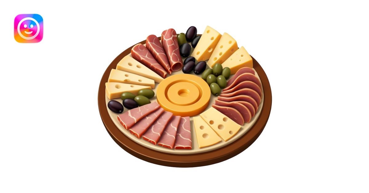 A 3D cartoon platter of assorted deli items like sliced meats, cheese ...