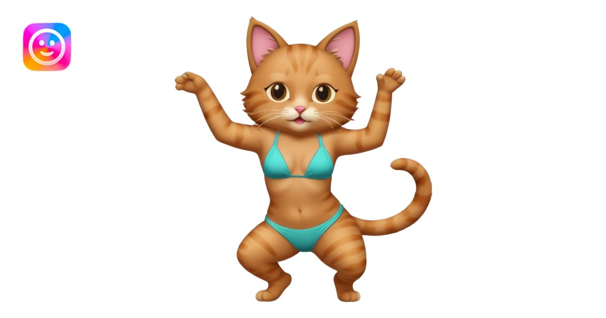 cat dancing in bikini emoji | AI Emoji Generator