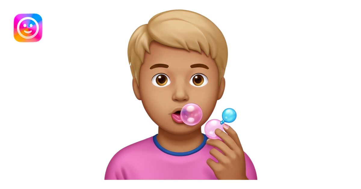 the guy is making a buuble of a chewing gum emoji | AI Emoji Generator