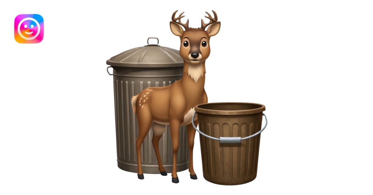 Buck with trashcan emoji | AI Emoji Generator