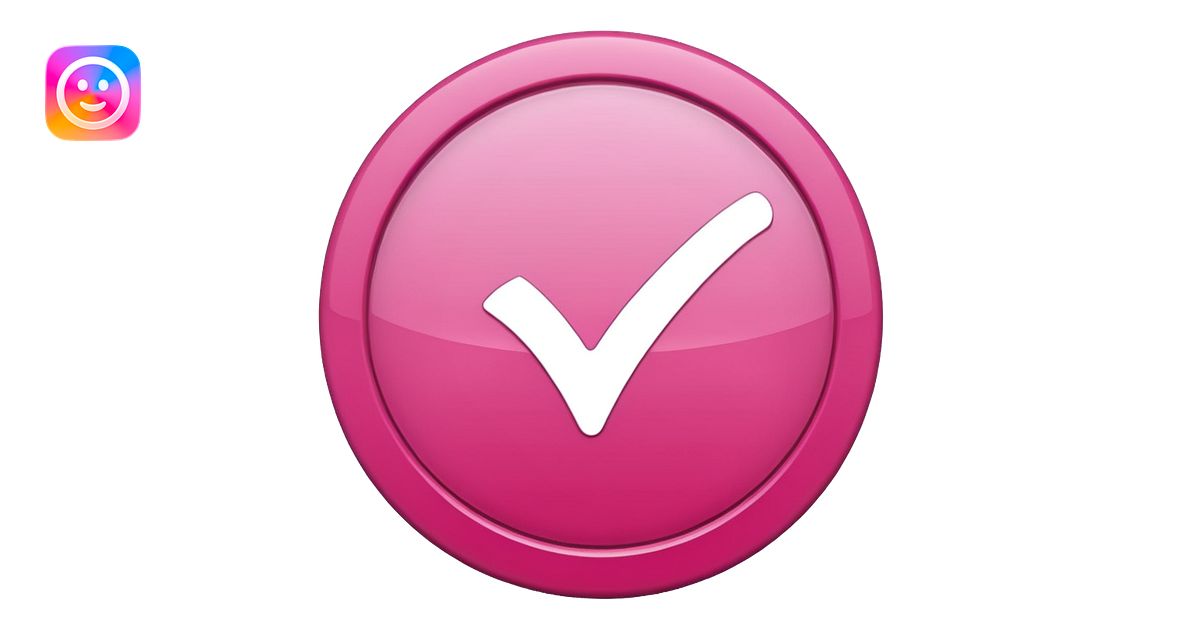 checkmark symbol in a circle in pink color that would reflect that a ...