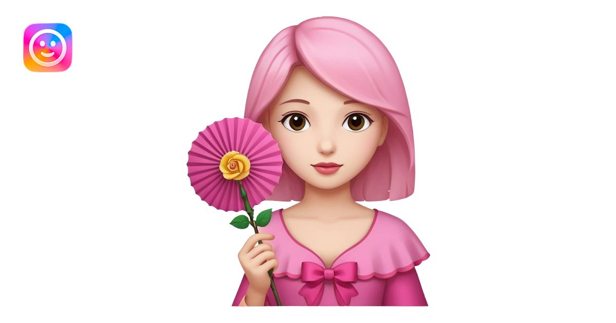 Clean girl pink fan and I love rose emoji | AI Emoji Generator