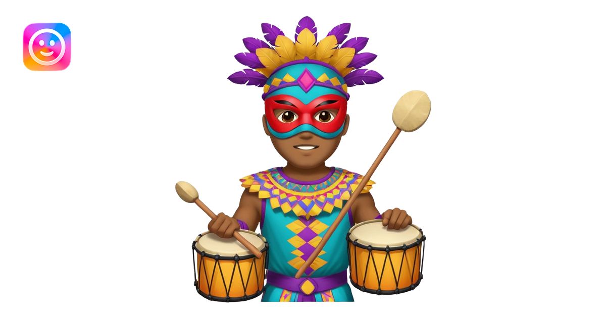 Masked Festival Drummer man emoji | AI Emoji Generator