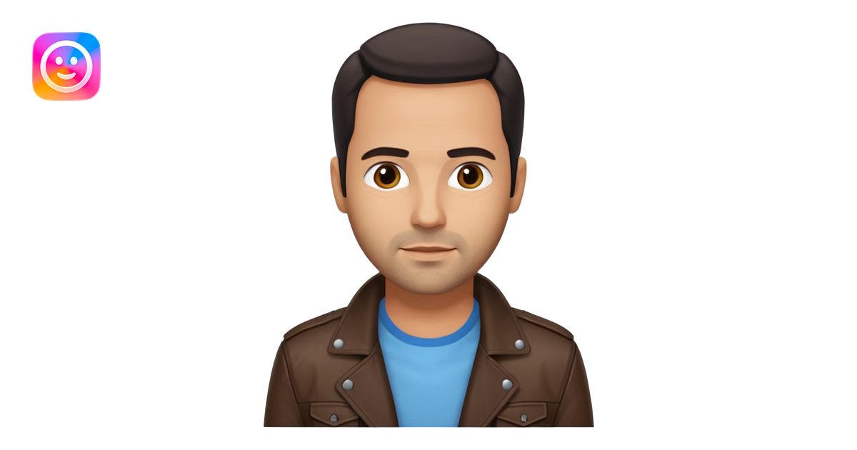 Alex Dimitriades light blue shirt, dark brown leather jacket emoji | AI ...