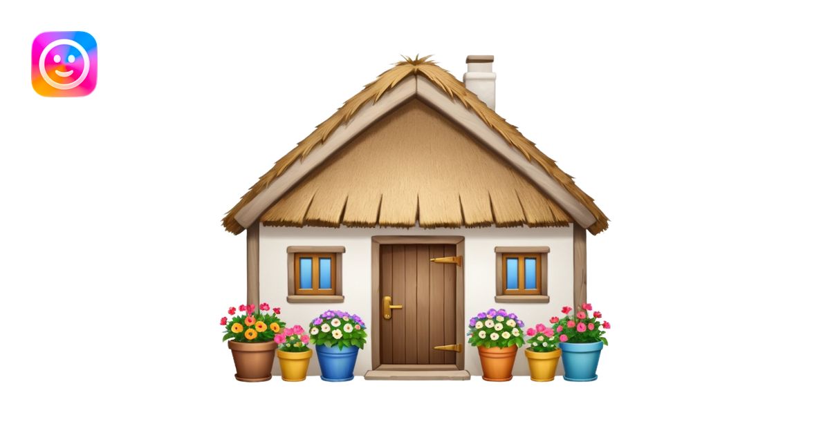 A Ukrainian peasant house with white walls emoji | AI Emoji Generator