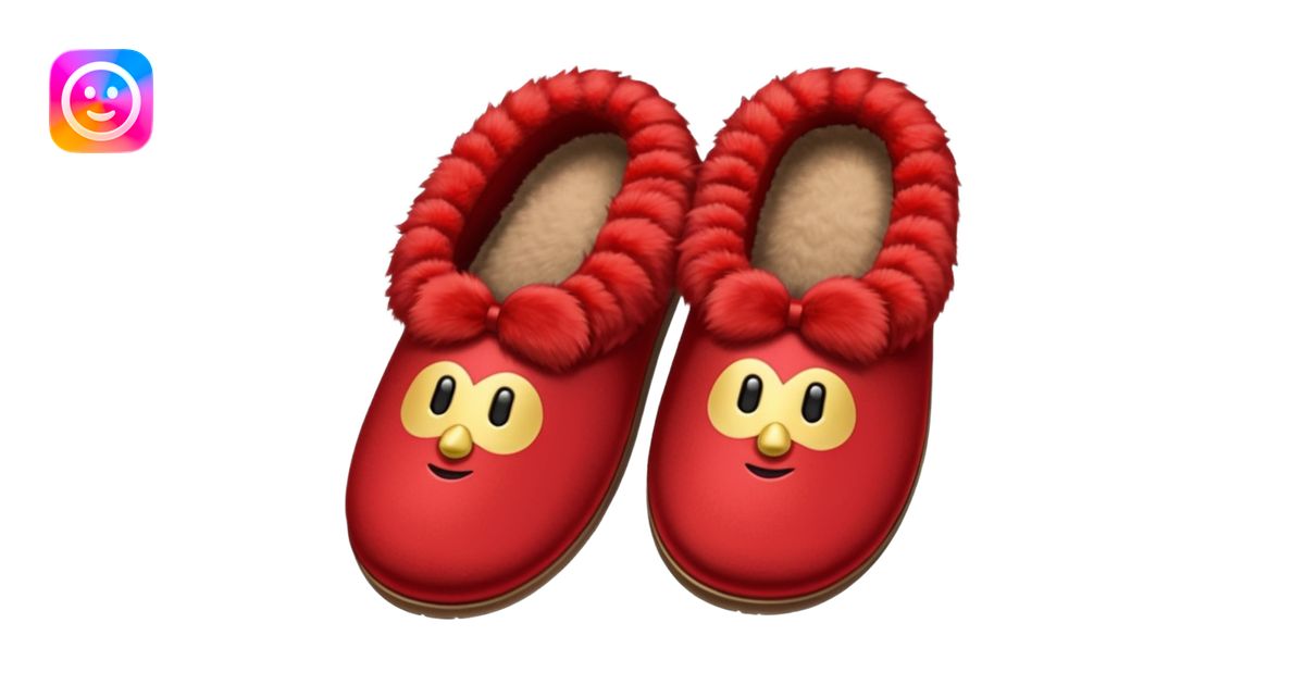 red slippers with red fur emoji | AI Emoji Generator