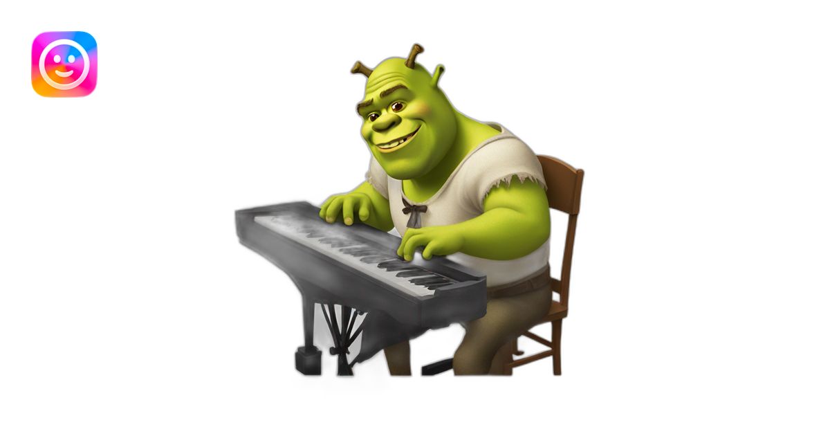 Shrek playing piano emoji | AI Emoji Generator