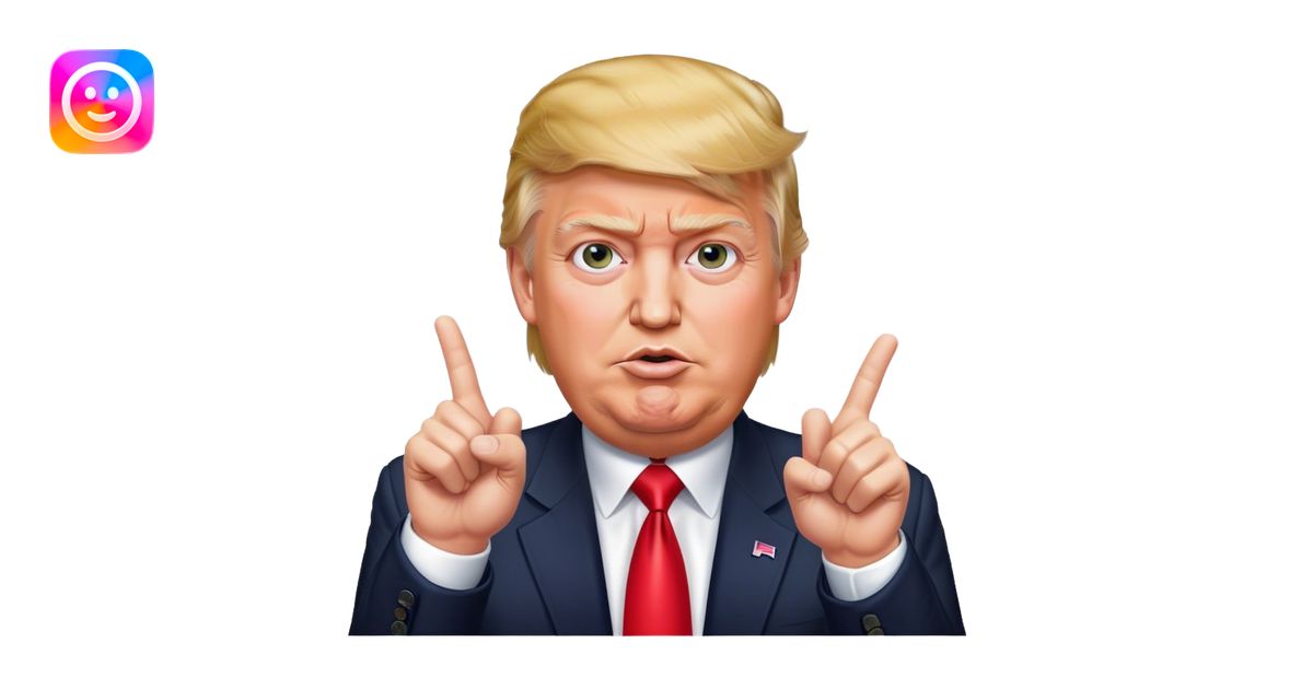 Super-realistic Donald Trump shows victory sign, realistic face emoji ...