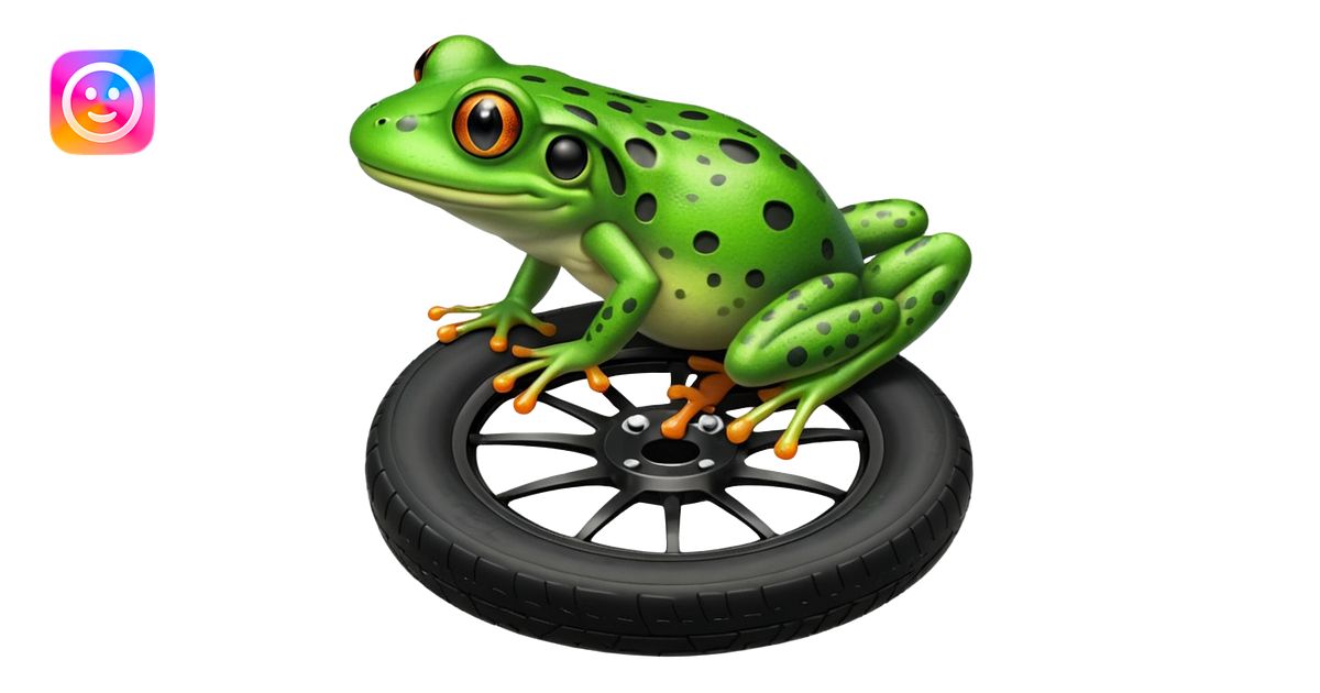 Frog head and legs but the body is a tire emoji | AI Emoji Generator