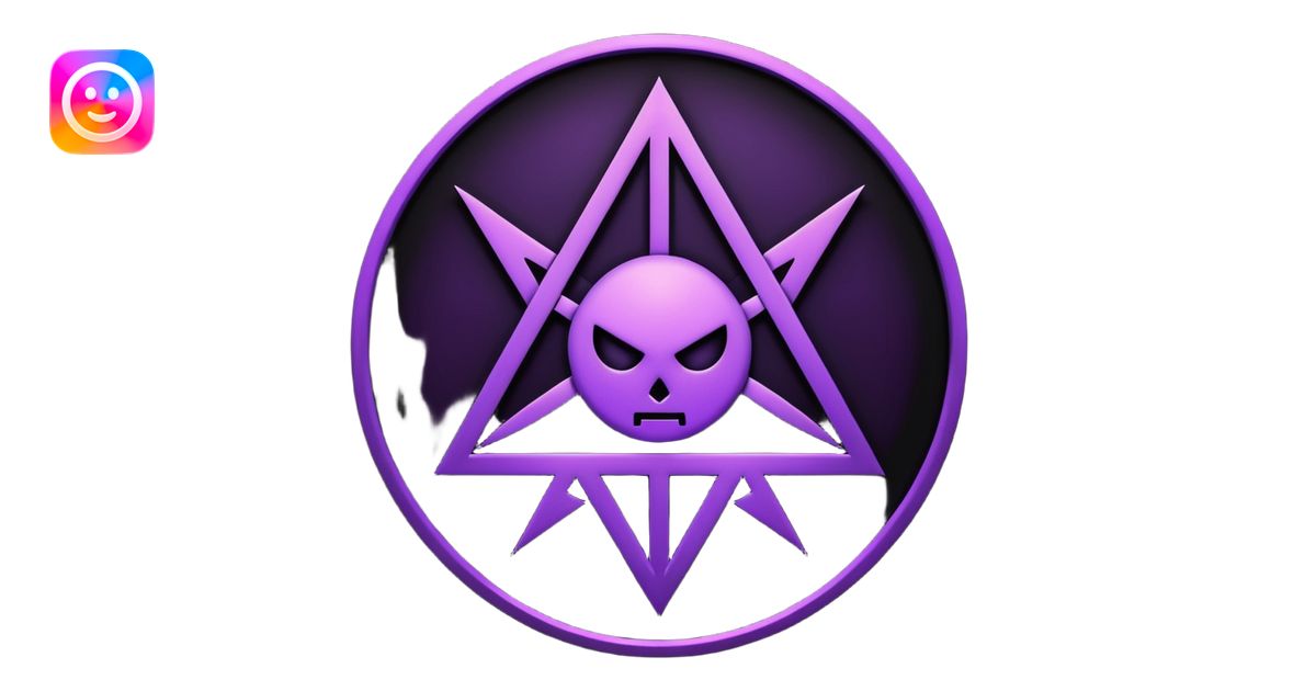 Emoji, dark futuristic occult sigil, symmetrical geometric shape, black ...