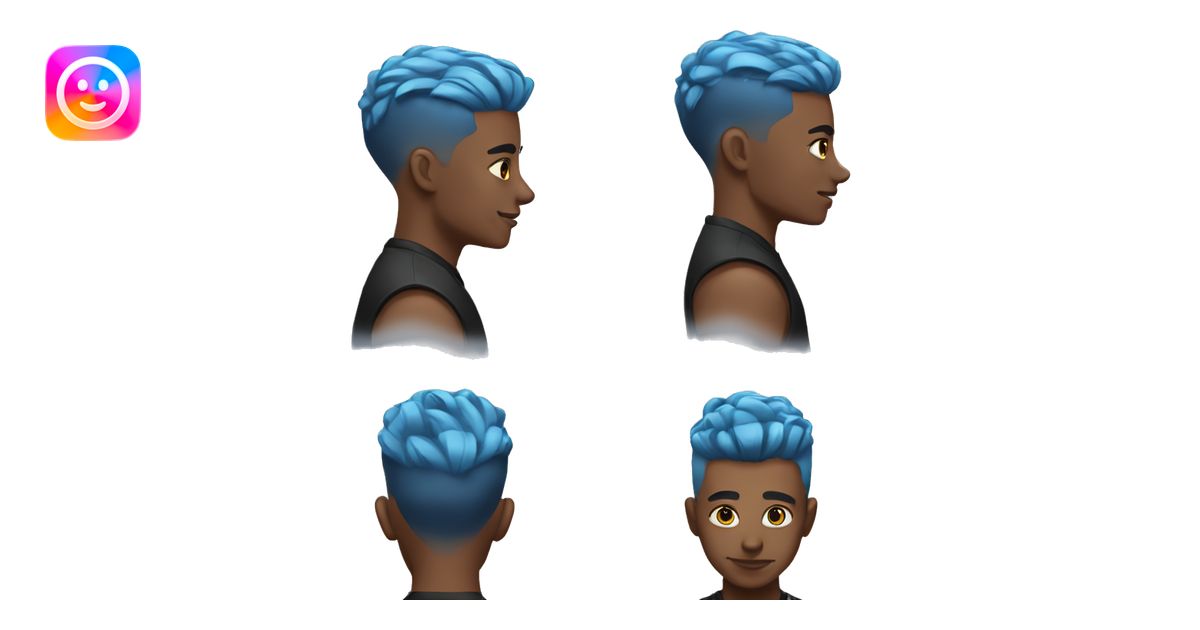 Low taper fade blue hair emoji | AI Emoji Generator