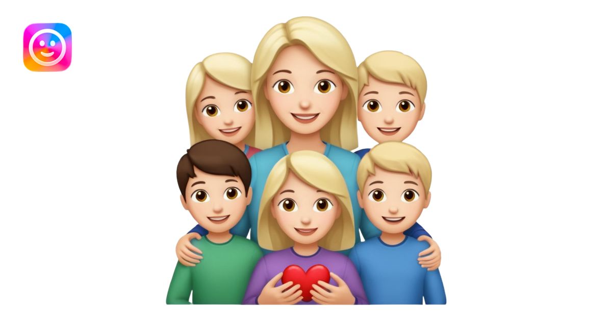 woman with 5 children emoji | AI Emoji Generator