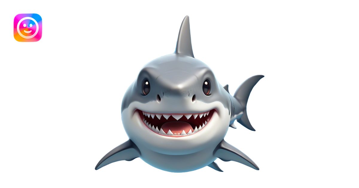 Cinematic Comical Great White Shark Portrait Emoji, Head tilted ...