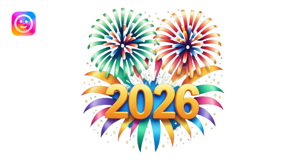 2026 in backdrop of colourful fireworks emoji | AI Emoji Generator