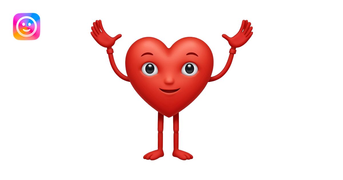 Red heart with arms and legs with one eye ball emoji | AI Emoji Generator