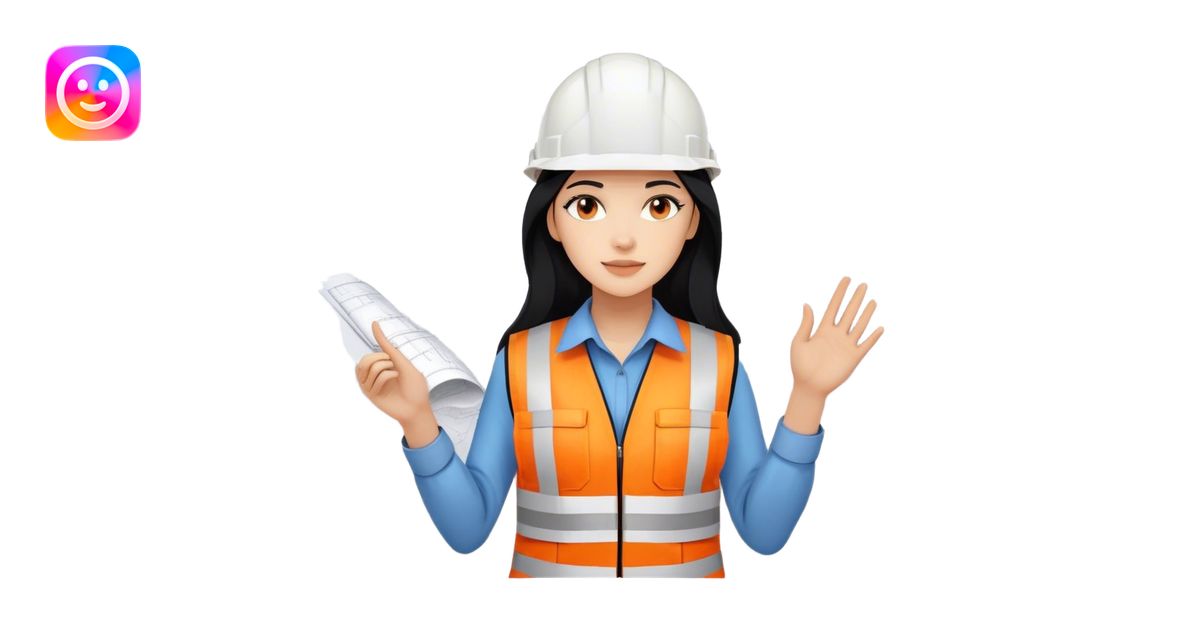 Female civil engineer with long black hair wearing white helmet and an ...