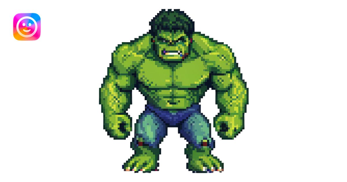 the hulk character in pixel art style illustration | AI Emoji Generator