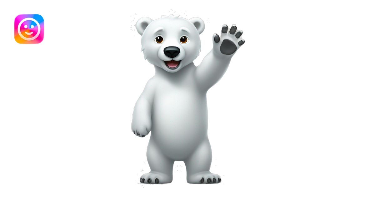 waving hand of polar bear cub emoji | AI Emoji Generator