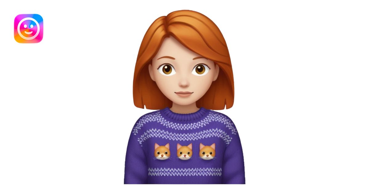 Knitted ginger hair woman emoji | AI Emoji Generator