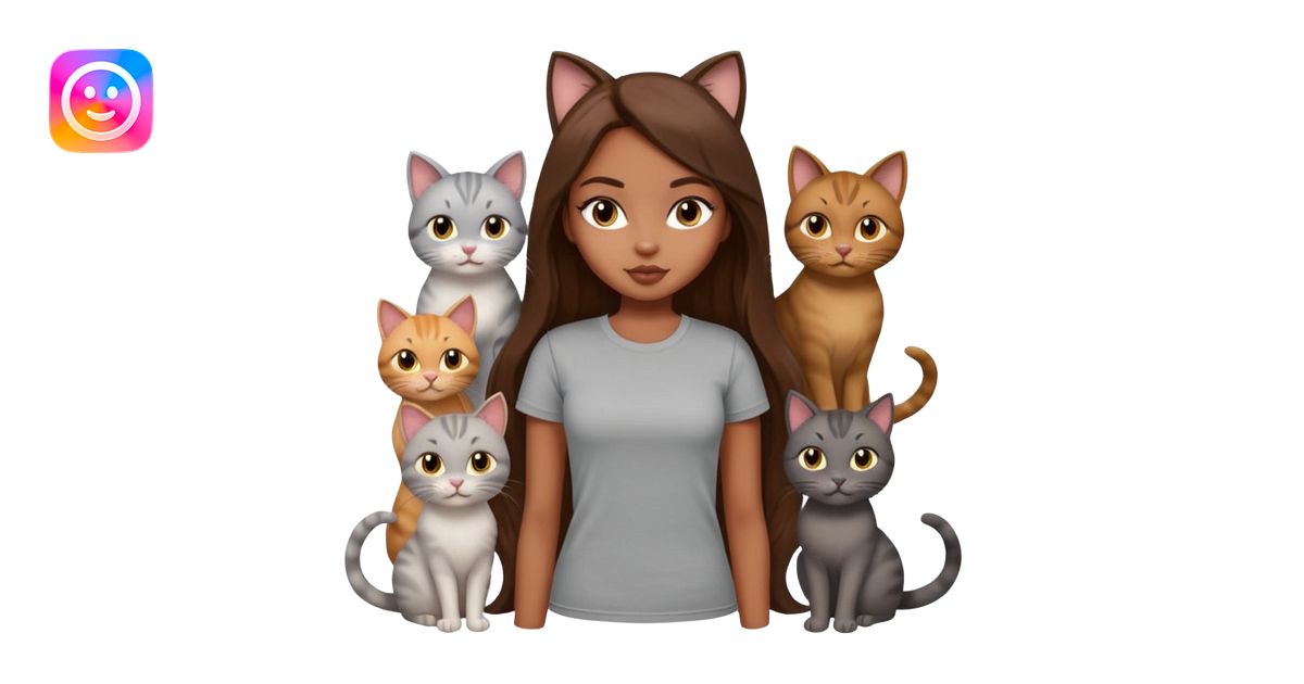 a pretty bratz dusky girl with long brown hair with six cats nd wearing ...