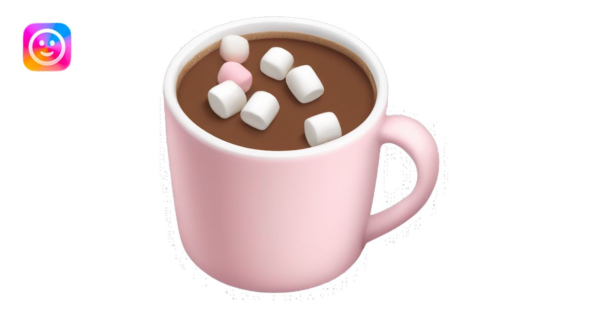 Light Pink mug of hot chocolate with marshmallows emoji | AI Emoji ...