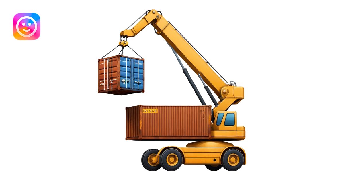 Container being lifted by a large machine, import. emoji | AI Emoji ...