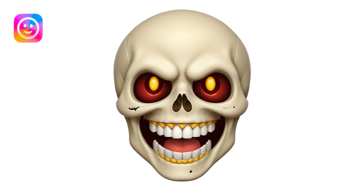 A skull laughing like a demon emoji | AI Emoji Generator