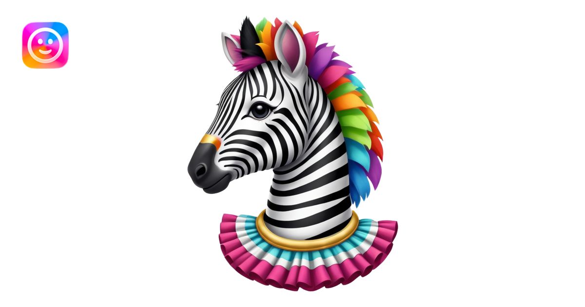 Vintage circus zebra wearing colorful neck ruffles emoji | AI Emoji ...