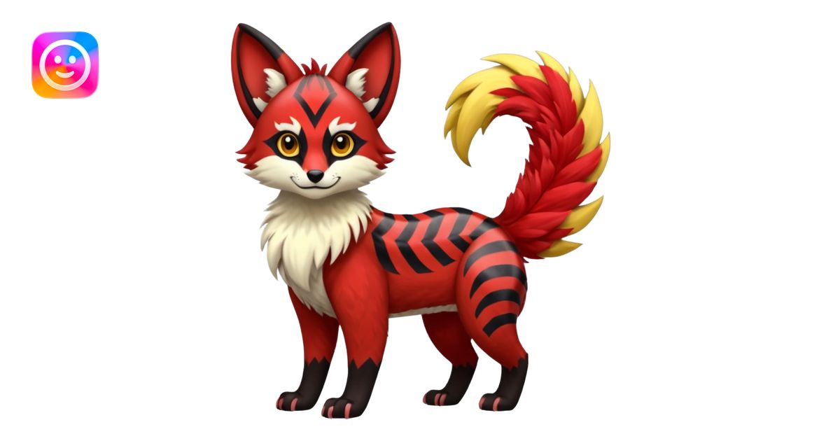 Futuristic sanguine-red banana-yellow black chevron-marked furry fluffy ...