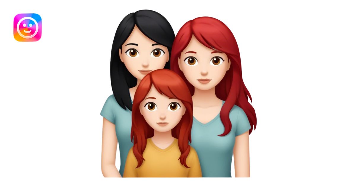 Three girl friends one black hair one red hair one brown hair emoji ...