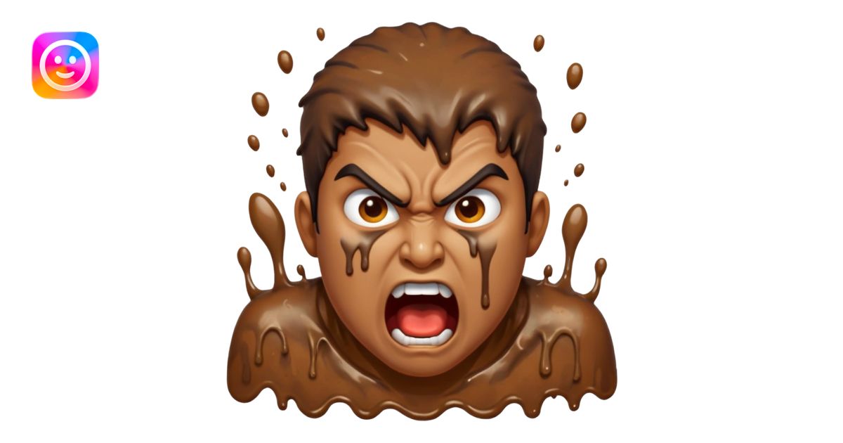 Indian man very dirty with brown slime. Angry screaming with rage emoji ...