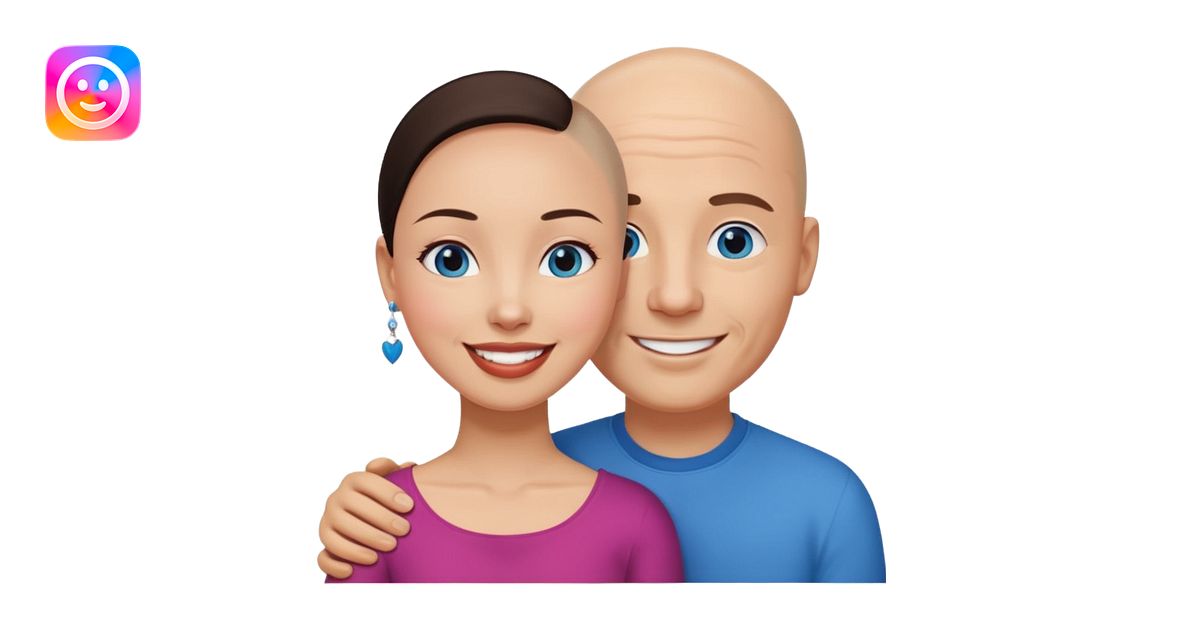 Bald white man blue eyes in love with Filipina woman emoji | AI Emoji ...